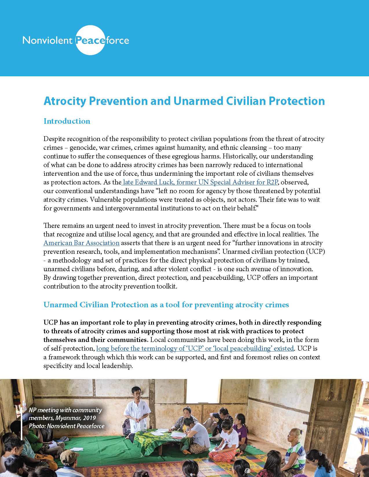 Atrocity Prevention and Unarmed Civilian Protection